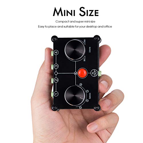 Little Bear MC104 Mini Audio Switcher, 4-Way 3.5mm AUX Stereo Passive Selector, Switch Box Splitter for PC/Player/Headphone/Amplifier/Speaker