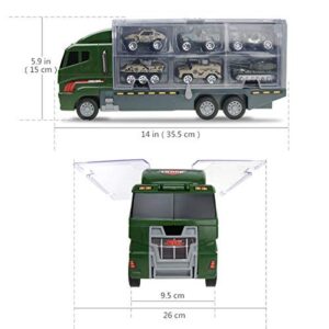 Jenilily Army Toys Cars for Boys Tank Military Truck Vehicle Mini Car Toys Carrier Truck Set for Toddlers Boys 3 4 5 6 Years Old