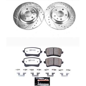 Power Stop K4745-26 Rear Z26 Carbon Fiber Brake Pads with Drilled & Slotted Brake Rotors Kit For Audi A4, Audi A4 Quattro, Audi A5, Audi A5 Quattro, Audi Q5, Audi allroad [Model Specific]