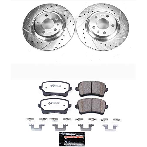 Power Stop K4745-26 Rear Z26 Carbon Fiber Brake Pads with Drilled & Slotted Brake Rotors Kit For Audi A4, Audi A4 Quattro, Audi A5, Audi A5 Quattro, Audi Q5, Audi allroad [Model Specific]