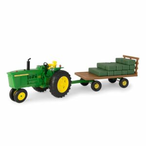 JOHN DEERE Tomy Big Farm 4020 Tractor with Hay Wagon & Bales (1:16 Scale)