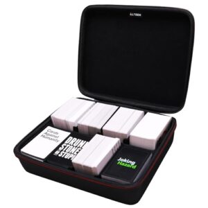 ltgem eva hard portable travel case for card games. hold up to 1600 cards with 6 moveable dividers (2 row) - black