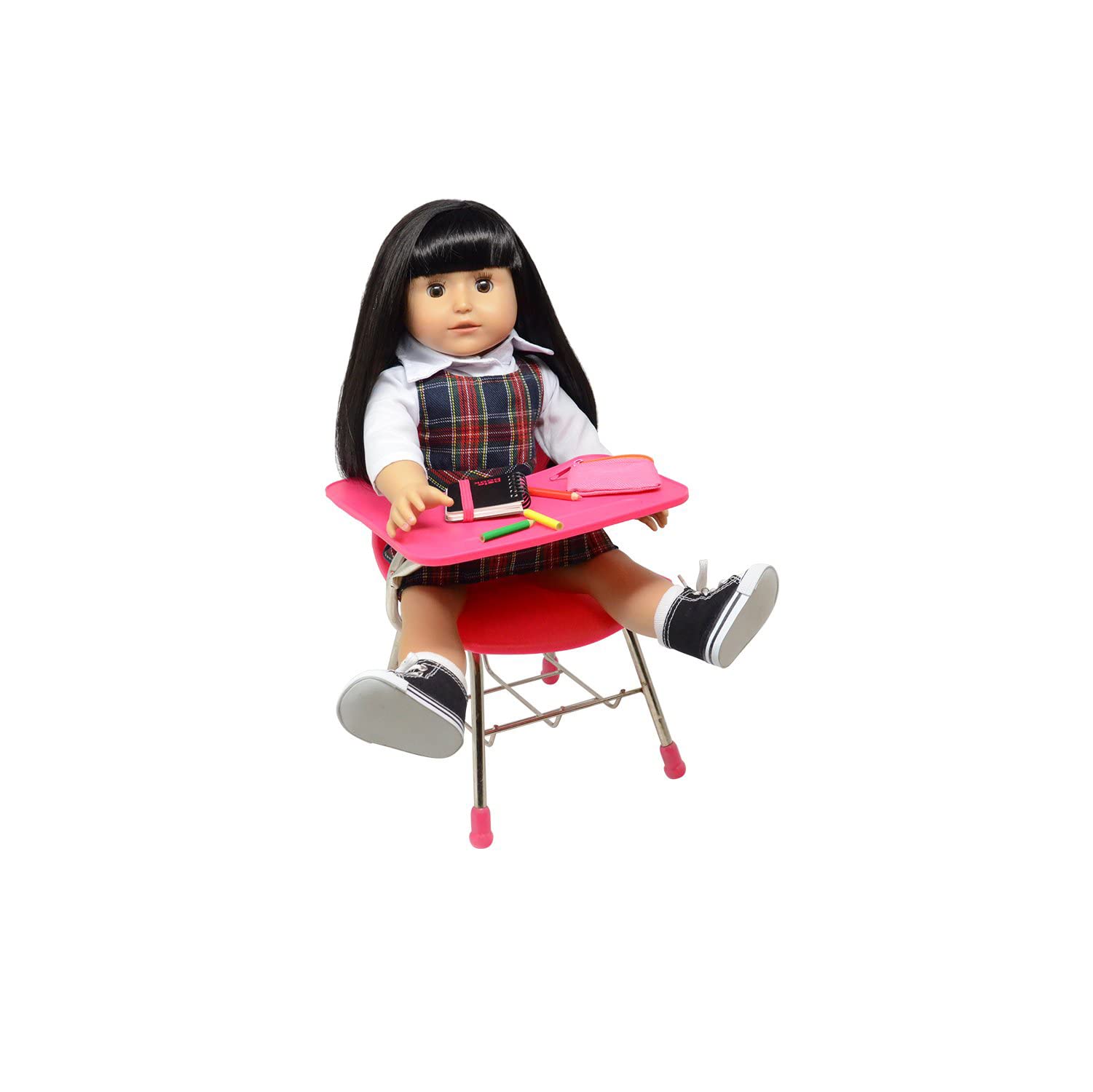 The New York Doll Collection Doll Back to School Set - Doll School Desk,School Supply Set for Dolls and School Uniform Clothing Fits 18 Inch Girl Dolls, E154