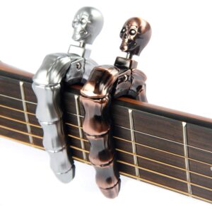 yueko guitar capo skull knob design universal 4 5 6 12 strings instrument capos for electric classical acoustic guitar bass ukulele mandolin banjo and more(bronze)