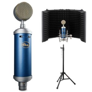 blue bluebird sl large-diaphragm condenser studio microphone with auray rf-5p-b reflection filter and rfms-580 reflection filter tripod mic stand bundle