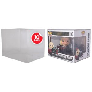 evoretro display case protector for funko pop rides like daenerys & drogon (pop + vehicle protectors) clear plastic | acid-free case | scratch resistant boxes for 10 pack (24.5 x 18 x 18.9 cm)