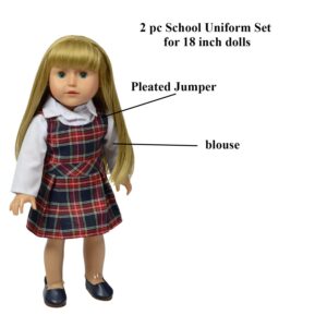 The New York Doll Collection Doll Back to School Set - Doll School Desk,School Supply Set for Dolls and School Uniform Clothing Fits 18 Inch Girl Dolls, E154