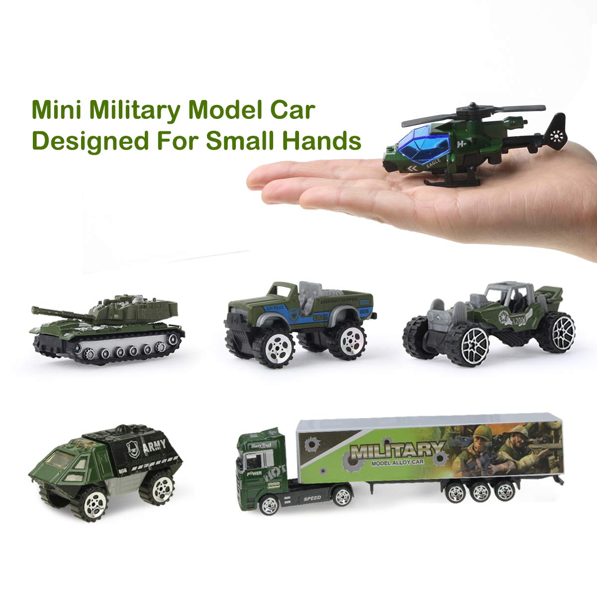 Jenilily Army Toys Cars for Boys Tank Military Truck Vehicle Mini Car Toys Carrier Truck Set for Toddlers Boys 3 4 5 6 Years Old