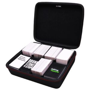 ltgem eva hard travel game card case for card games. fits the main game, all 6 expansions plus. holds up to 1600 cards with 6 moveable dividers (2 row) - black