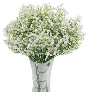 lnhomy 10 pcs baby breath artificial flowers fake real touch gypsophila plants for wedding party home diy garden decoration, (cream)