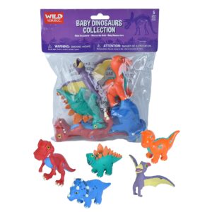 Wild Republic Baby Dino Polybag, T-Rex, Stegosaurus, Brachiosaurus, Triceratops, Pteranodon, Dinosaur Figures, Gifts for Kids, 5 Piece Set