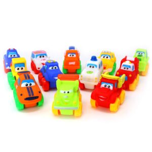 Big Mo's Toys Baby Cars - Soft Rubber Toy Car Set Small Vehicles for Babies and Toddlers - 12 Pieces