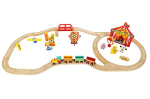 wooden train set toy magnetic trains cars & accessories for toddlers & kids 3+ circus train set