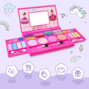 AMOSTING Real Makeup Toy for Girls Pretend Play Cosmetic Set Make Up Toys Kit Gifts for Toddler Kids