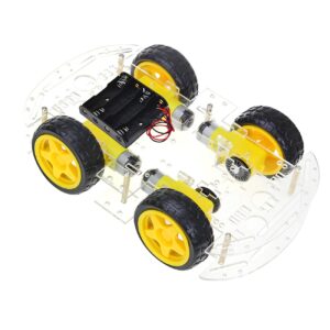 the perseids diy robot smart car chassis kit educational toy with speed encoder, 4 wheels and battery box for arduino/microbit/raspberry pi (4 wheels)