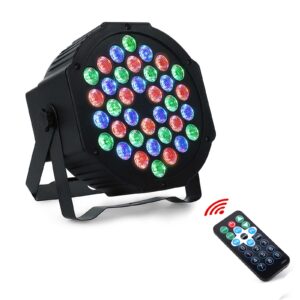 lunsy dj lights, 2 pack 36 led par lights stage lights with sound activated remote control & dmx control, stage lighting uplights for wedding club music show christmas holiday party lighting