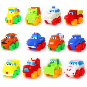 big mo's toys baby cars - soft rubber toy car set small vehicles for babies and toddlers - 12 pieces