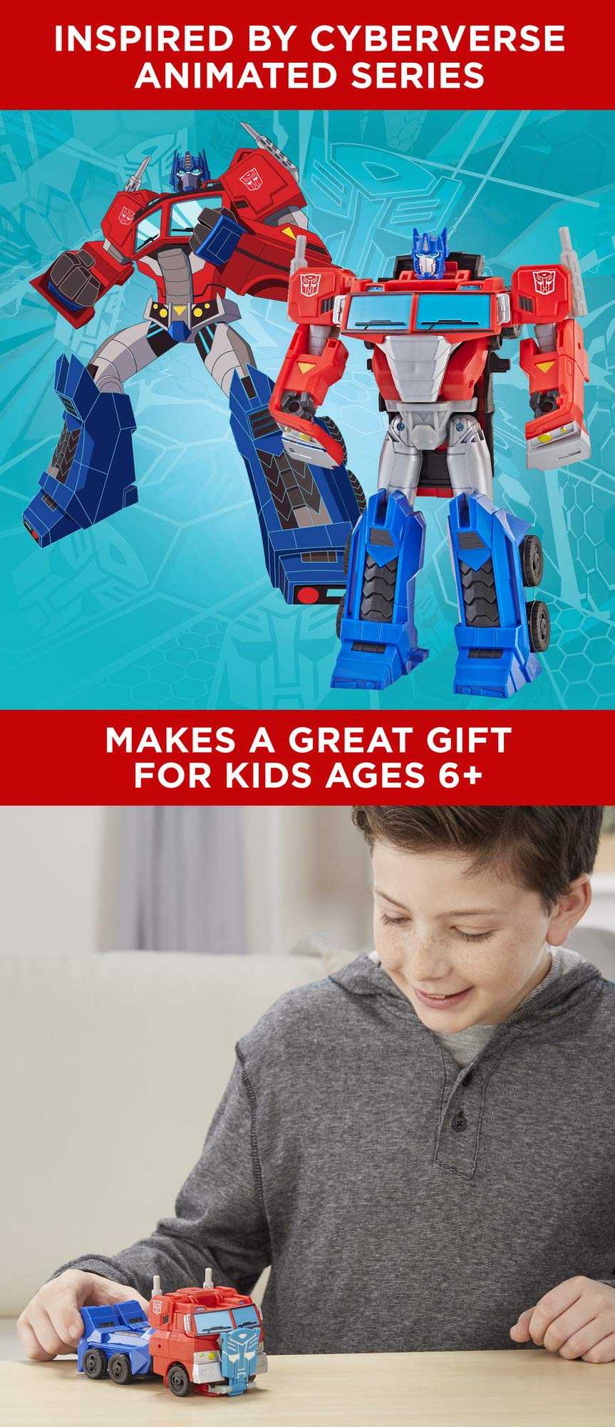 Transformers E3639 Cyberverse Action Attackers: Ultra Class Optimus Prime Action Figure Toy