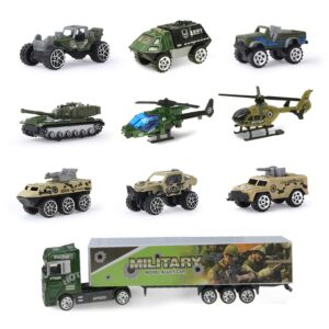 Jenilily Army Toys Cars for Boys Tank Military Truck Vehicle Mini Car Toys Carrier Truck Set for Toddlers Boys 3 4 5 6 Years Old