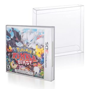 premium display case protectors compatible for nintendo 3ds game box , 0.40mm thick and clear pet plastic cases compatible for pokemon, super smash, animal crossing, zelda, minecraft (pack of 25)