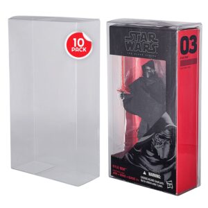 evoretro action figure display case protector - 10 pack - compatible with star wars black series 6 inch figures - thick, clear pet plastic action figure display case, will last for years to come