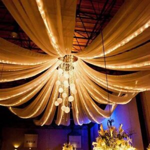 tableclothsfactory 4 panel 20" hoop ceiling draping hardware kit for wedding party banquet event - free installation tool kit