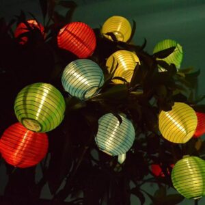 solar led lanterns string lights, ibdone 16.4ft 5m 20 led waterproof outdoor decorative stringed led string lights lanterns for party,christmas,garden,patio,halloween, decoration (multi color)