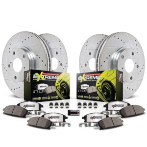 power stop k5949-26 front and rear z26 carbon fiber brake pads with drilled & slotted brake rotors kit for chevrolet caprice 2011-2017 [model specific]