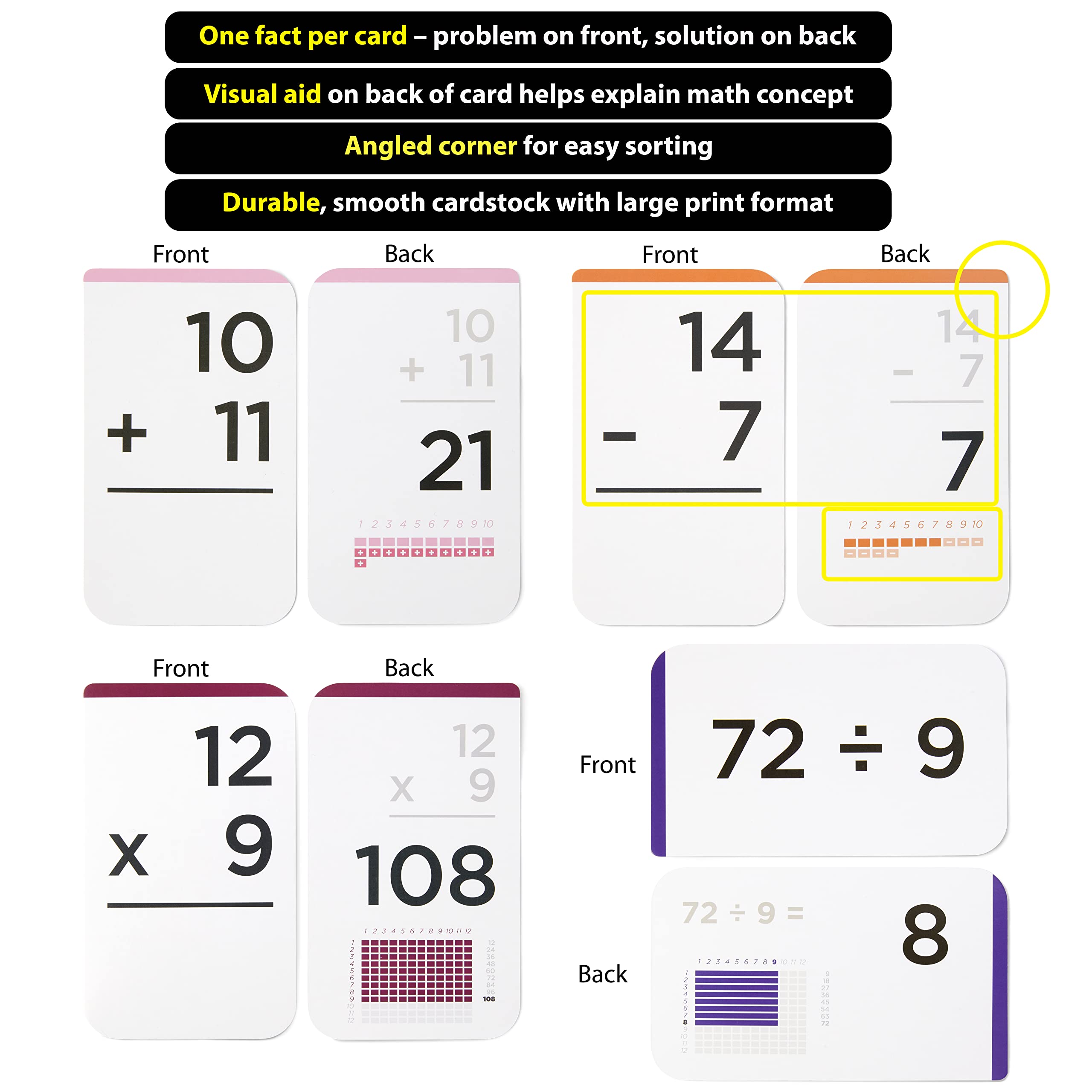 Think Tank Scholar 681 Math Flash Cards & Math Dice (Award Winning) Addition, Subtraction, Multiplication & Division - All Facts & Games - Kids Ages 4+ Kindergarten, 1ST, 2ND, 3RD, 4TH, 5TH, 6TH Grade