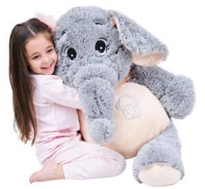 ikasa giant elephant stuffed animal plush toys soft gifts (gray, 39 inches)