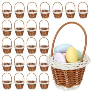 juvale 24 pack mini woven baskets with handles - bulk miniature baskets for school projects, mini wicker baskets for party favors, tiny baskets for crafts, picnic - 2x3 inch