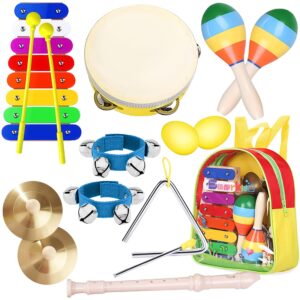 smarkids toddler musical instruments toys premium accurately tuned percussion musical instruments for kids children educational toy set for boys& girls with xylophone flute tambourine maraca backpack