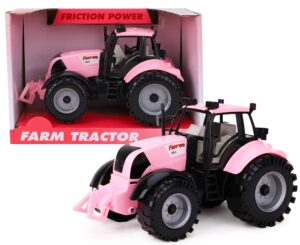 toyland® friction powered farm tractor with opening bonnet (pink)