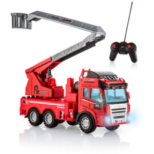 advanced play fire truck toy remote control with lights and sounds extending rescue ladder fire engine toys for boys and girls kids toddlers ages 3 and up