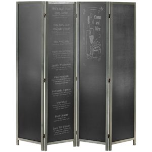 mygift dark brown wood folding room divider with chalkboard panels, 4 panel privacy screen