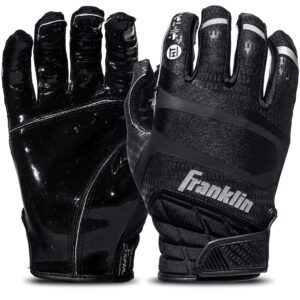 franklin sports hi-tack premium football receiver gloves - black - youth medium