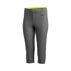 mizuno women's stretch unbelted softball pant, charcoal, small