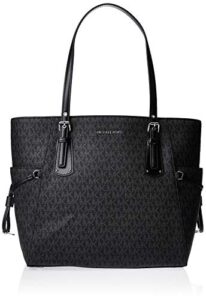 michael kors voyager east/west signature tote one size (black)