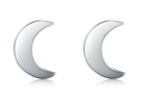 925 sterling silver stud earrings, boruo crescent moon high polish tarnish resistant earrings