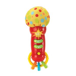 baby microphone toy. my first kids microphone with sounds and teethers / rattle. battery operated toy microphone for toddlers and babies 3-36 months