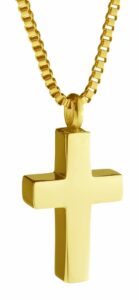 love to treasure gold classic cross urn pendant necklace with personalized engraving - memorial ash keepsake - cremation jewellery