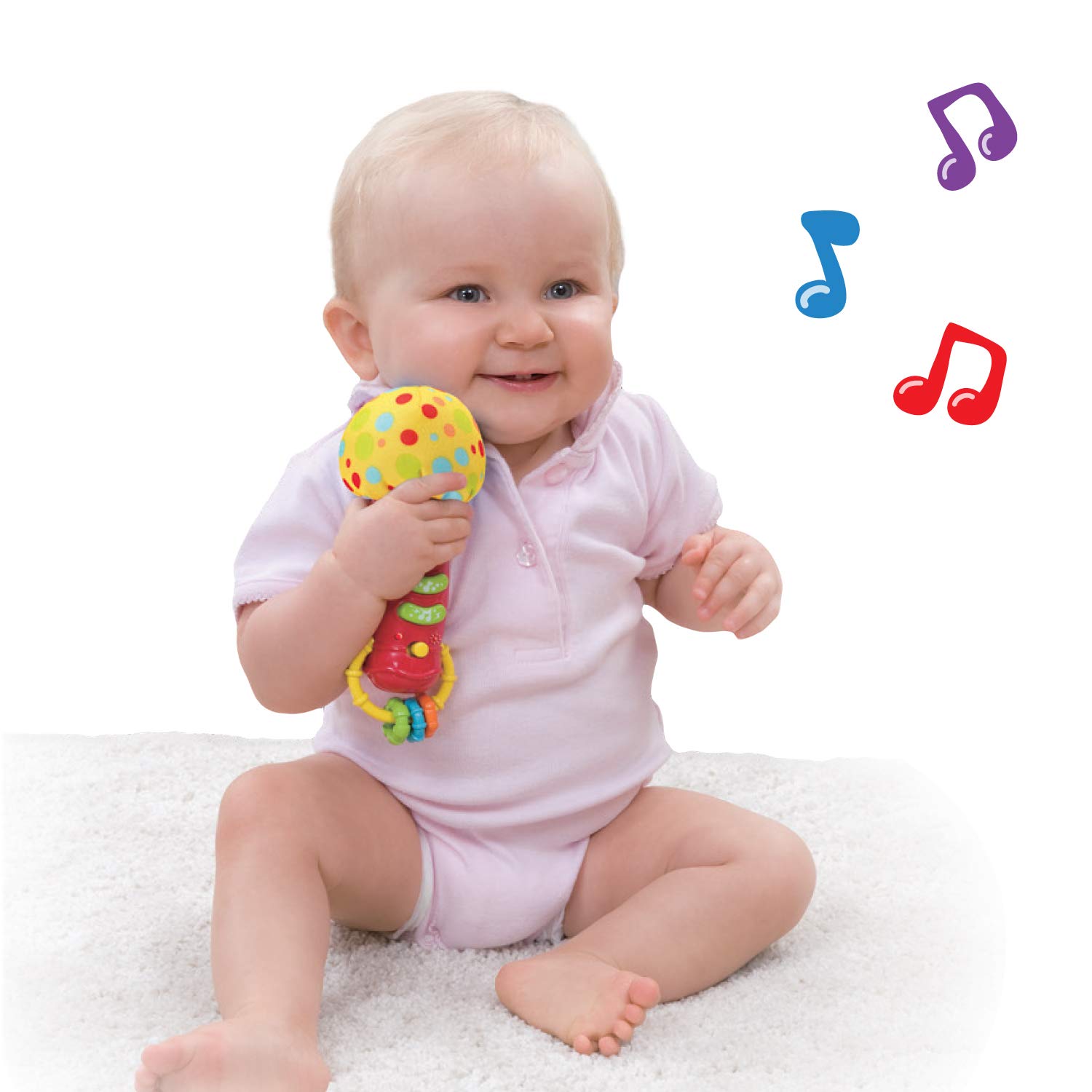 Baby Microphone Toy. My First Kids Microphone with Sounds and Teethers / Rattle. Battery Operated Toy Microphone for Toddlers and Babies 3-36 Months