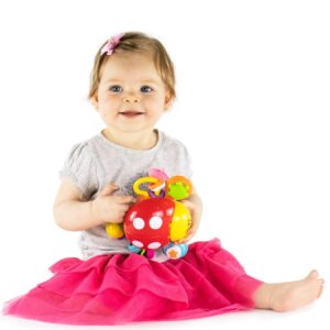 KiddoLab Ladybug Crawling Toy with Fun Sounds, Sliding Rings, Spinning Ball, and Colorful Beads - Develops Cognitive and Motor Skills for 6 Months Plus Babies