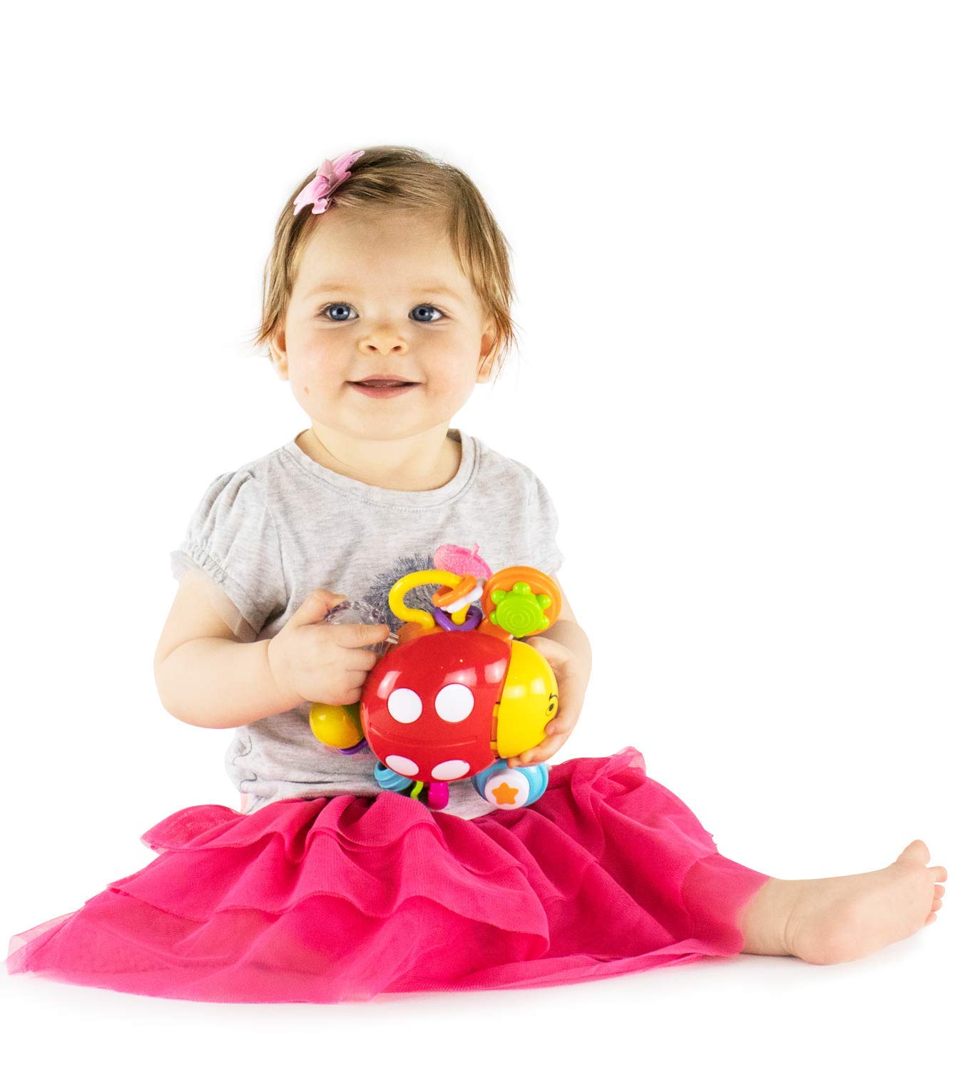 KiddoLab Ladybug Crawling Toy with Fun Sounds, Sliding Rings, Spinning Ball, and Colorful Beads - Develops Cognitive and Motor Skills for 6 Months Plus Babies