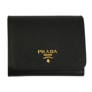 prada black saffiano leather tri-fold wallet 1mh176 nero