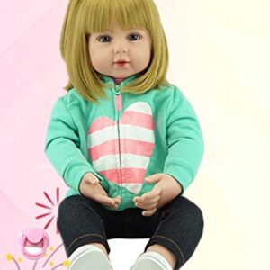 Pedolltree Lovely Handmade Soft Silicone Reborn Toddler Girl Dolls Golden Hair 24 Inch 60cm Realistic Looking Newborn Vinyl Dolls Toddler Toy for Kid Xmas Gift