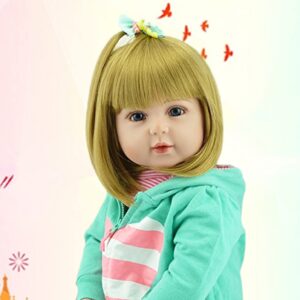 Pedolltree Lovely Handmade Soft Silicone Reborn Toddler Girl Dolls Golden Hair 24 Inch 60cm Realistic Looking Newborn Vinyl Dolls Toddler Toy for Kid Xmas Gift