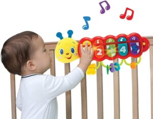 kiddolab lira baby, w/lights & music, spinner & rings, musical caterpillar, musical baby toys 3 plus months, baby caterpillar toy, baby toy caterpillar, caterpillar stuffed animal soft head for babies