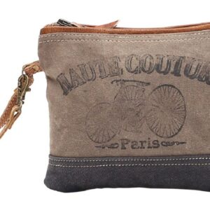 Myra Bag Haute Couture Upcycled Denim & Canvas Wristlet Bag S-1018