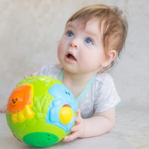 Jungle Animal Roll & Learn Fun Baby Activity Ball. Activity Center with Light, Sounds and Music. Crawling Toys for 6 month old and up boys. Electronic Playtime Light Up Monkey Ball Toy for Toddlers